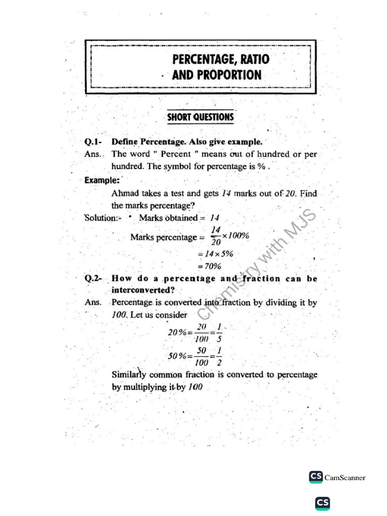 Percentage, Ratio & Proportions by MJS SIR | PDF