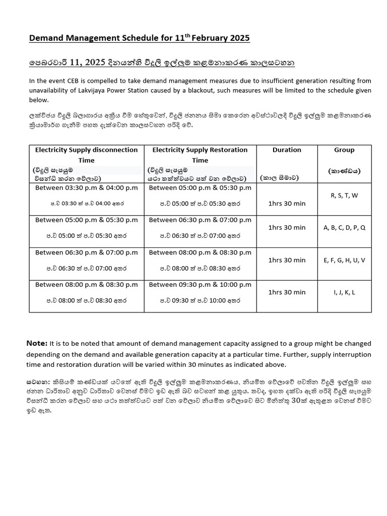 Power Cut Schedule 11th February 2025 | PDF | Networks | Electricity