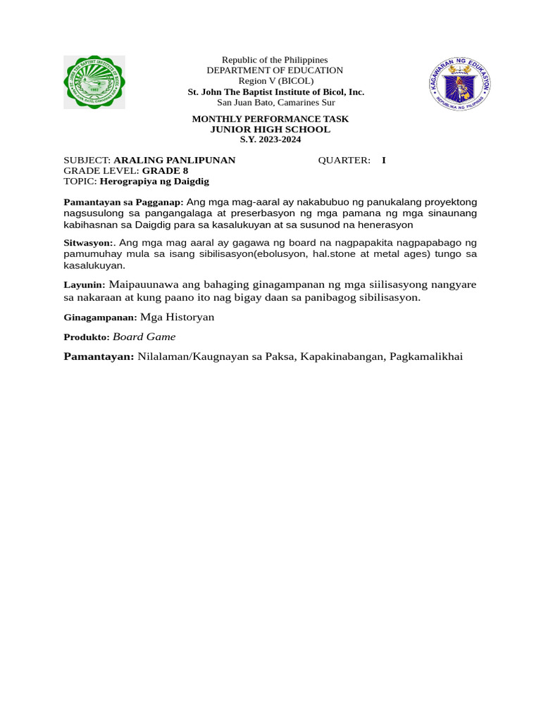 PTA in AP8 - 1ST GRADING 2024-2025 | PDF