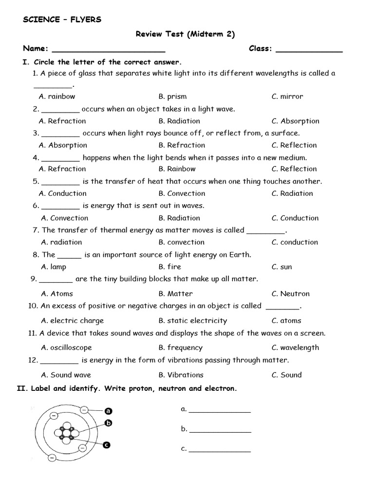 Science 5 Midterm 2 Handout Review | PDF | Electric Charge | Radiation