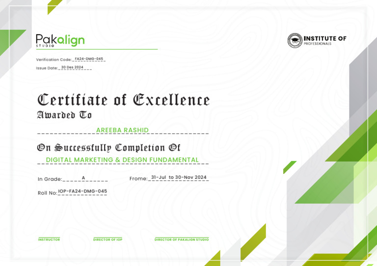 Areeba Rashid Certificate Print Ready | PDF