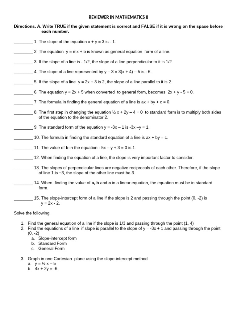 Reviewer in Mathematics 8 | PDF