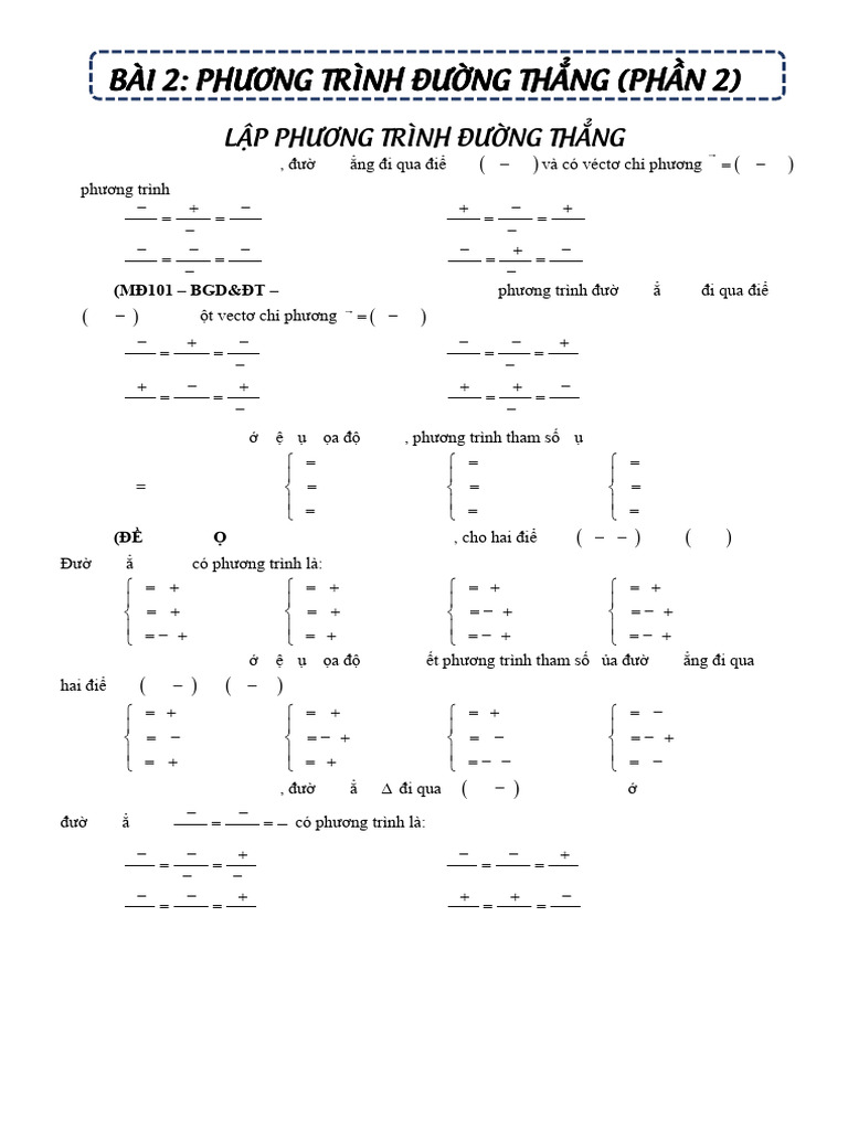 Tài liệu - Phương trình đường thẳng (Phần 2) -kda | PDF
