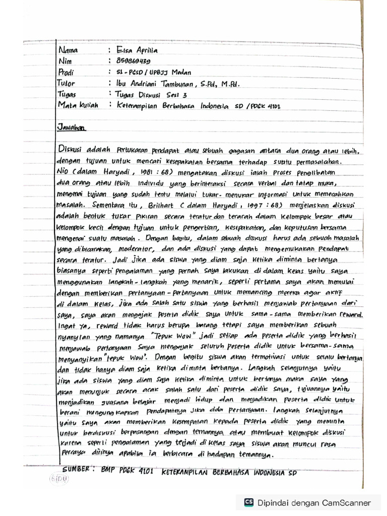 Diskusi Sesi 3 Keterampilan Berbahasa Indonesia SD | PDF