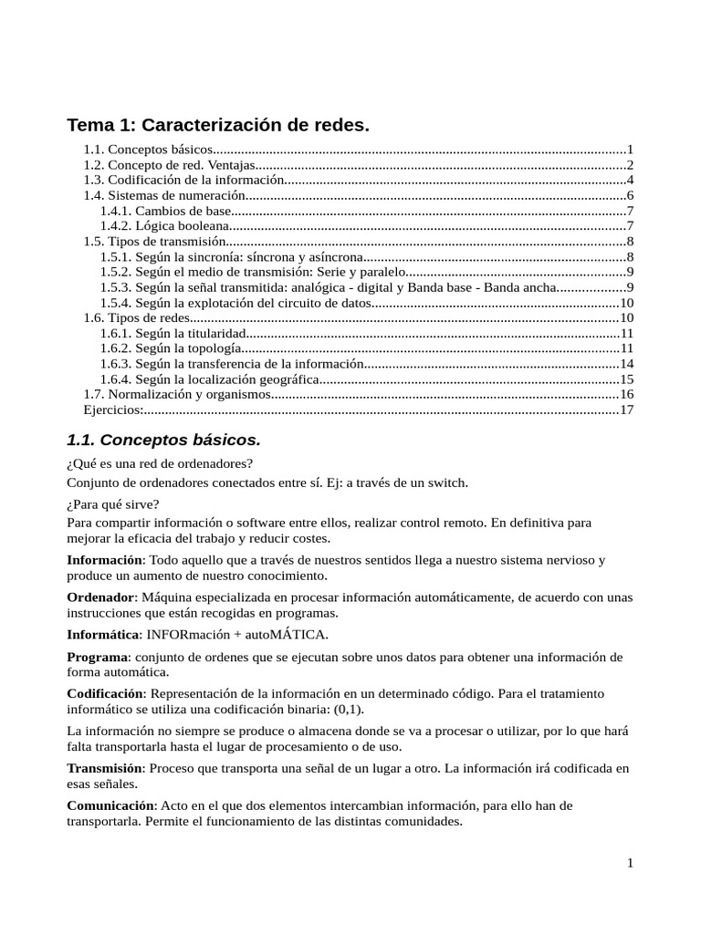 PAR - T01 - Caracterizacion de Redes | PDF | Red de computadoras | Topología de la red