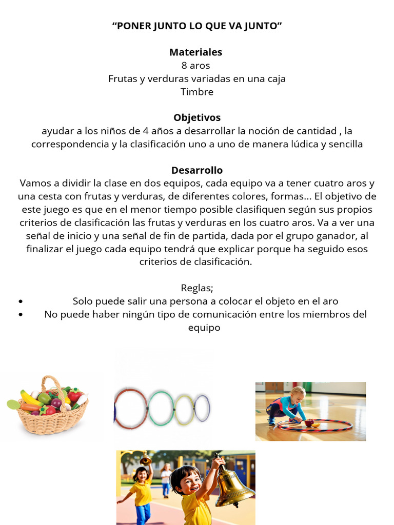 Juego de Clasificación para Niños de 4 Años | PDF