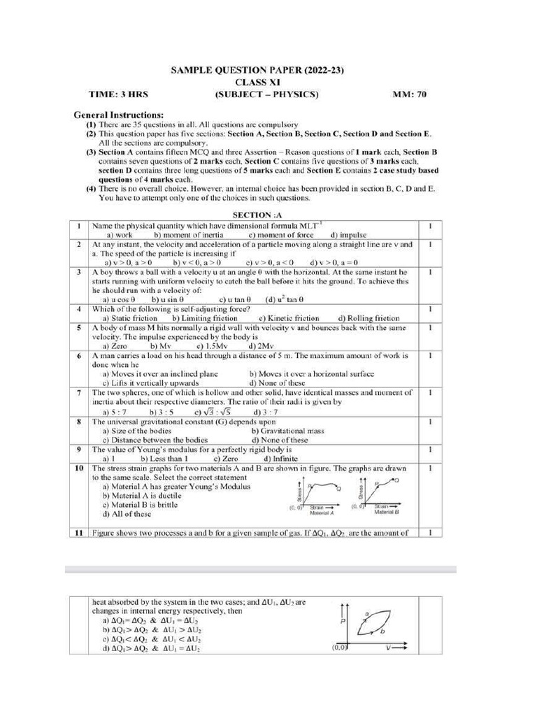 Sample Paper - Xi | PDF