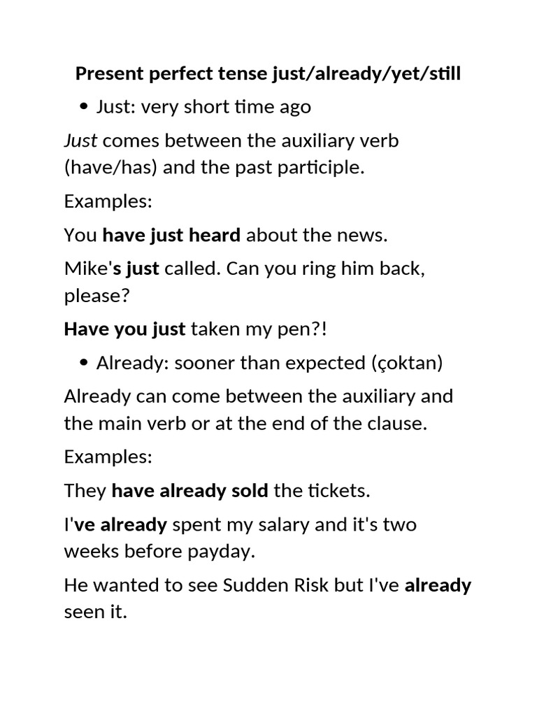 Present Perfect Tense Usage Guide | PDF