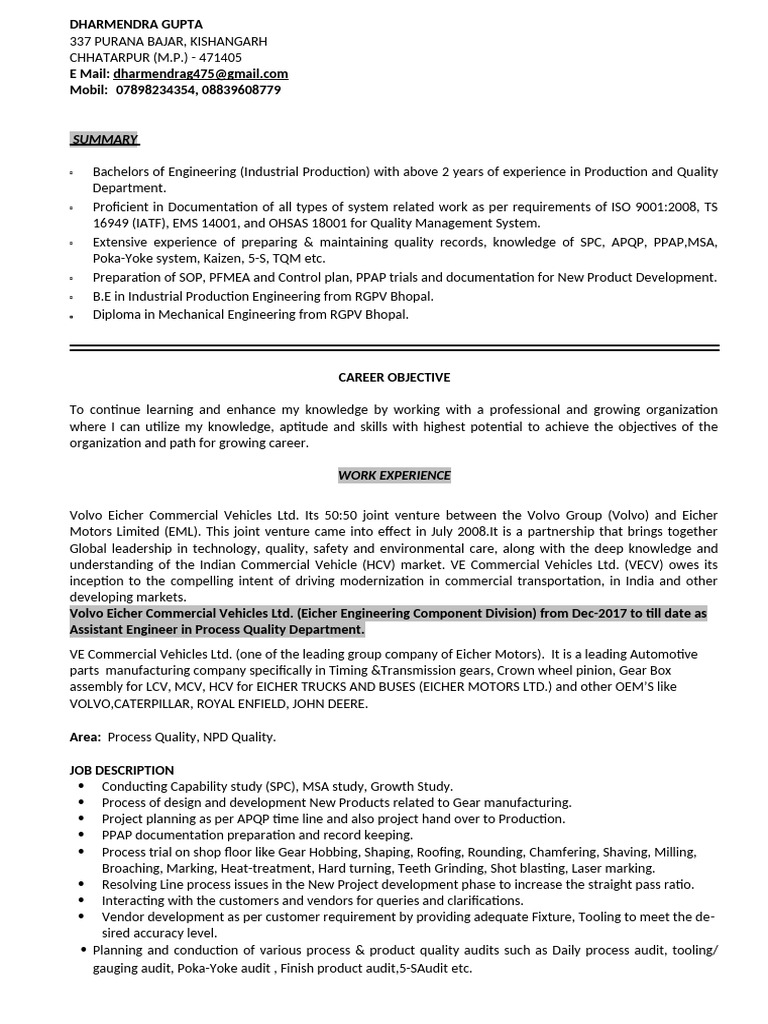 Dharmendra Gupta Quality (1) | PDF | Gear