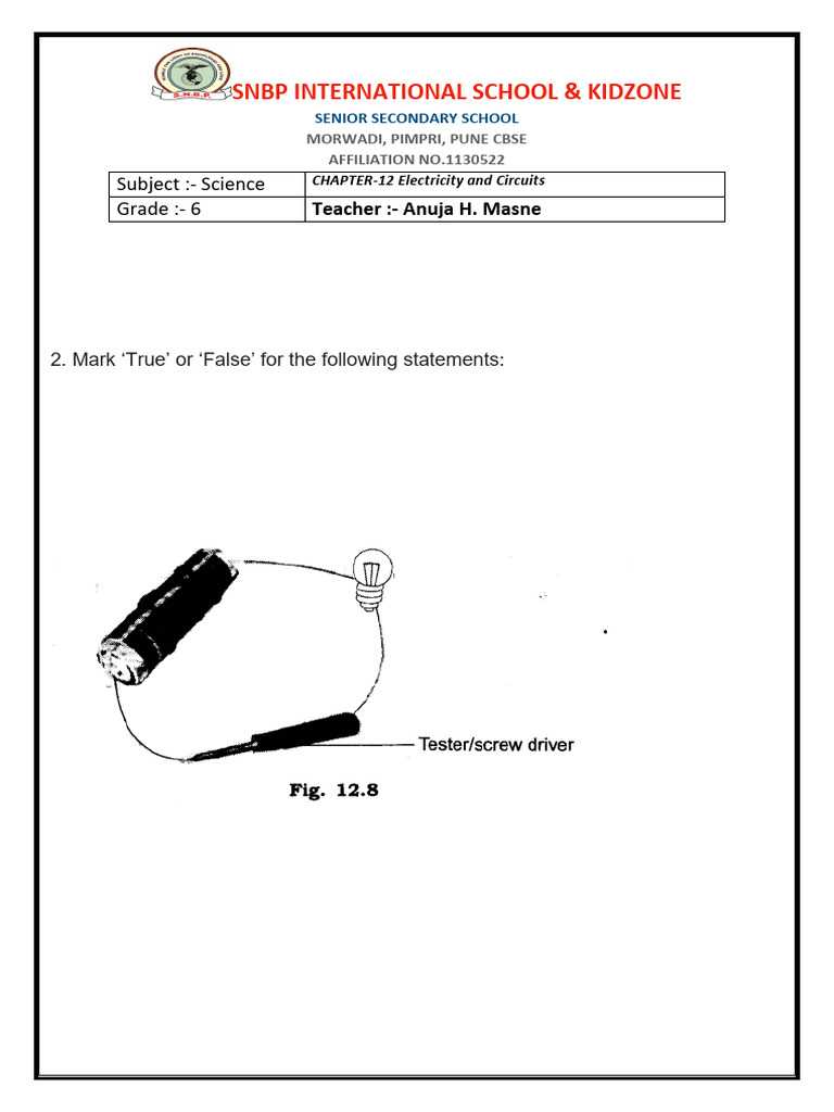 CHAPTER-12 Electricity and Circuits - 14122023182922 | PDF | Insulator ...