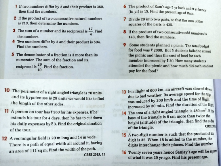 Quadratic Equations Word Problems | PDF | Mathematical Objects ...