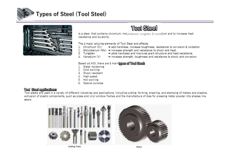 Overview of Tool Steel Types | PDF