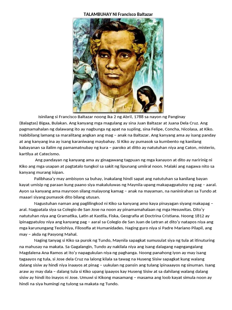 Quarter 4-B (Talambuhay Ni Francisco Baltazar (AutoRecovered) | PDF