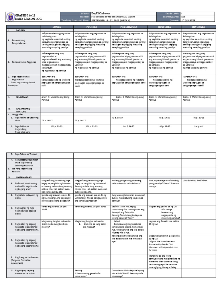 DLL - Esp 1 - Q1 - W4 | PDF