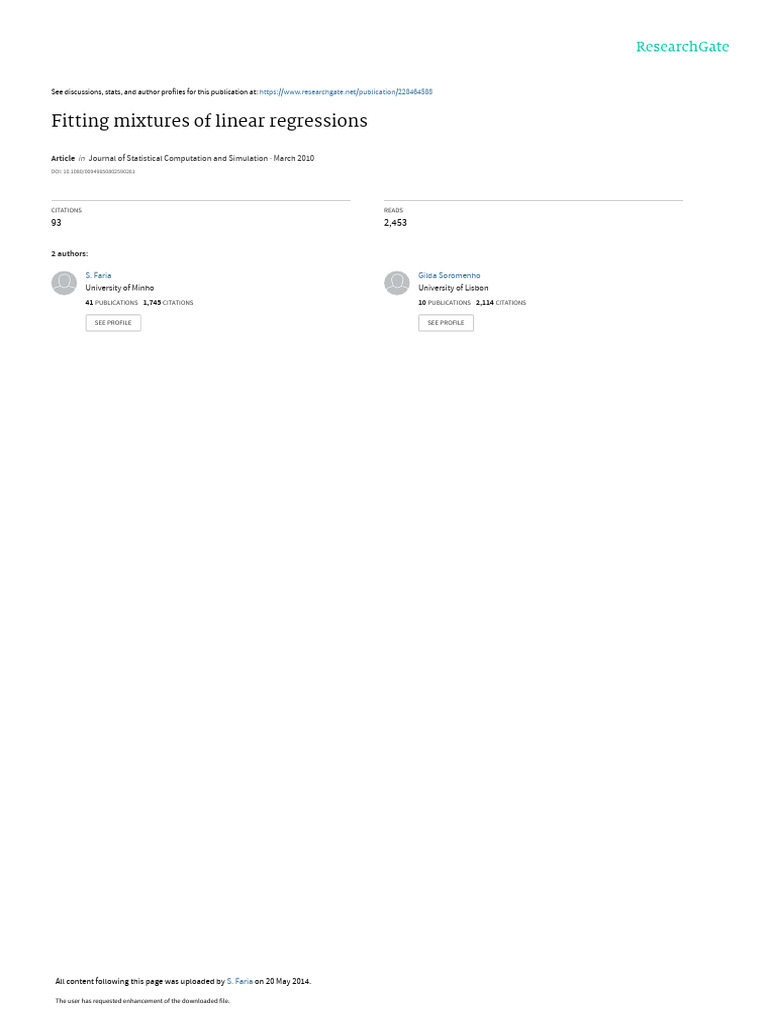 Fitting Mixtures of Linear Regressions | PDF | Regression Analysis | Linear Regression