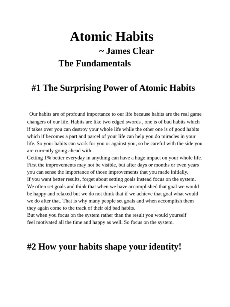 Atomic Habits | PDF | Habits | Behavior