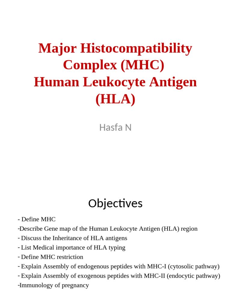 Mhc and Hla_2024 | PDF | Human Leukocyte Antigen | Major Histocompatibility Complex
