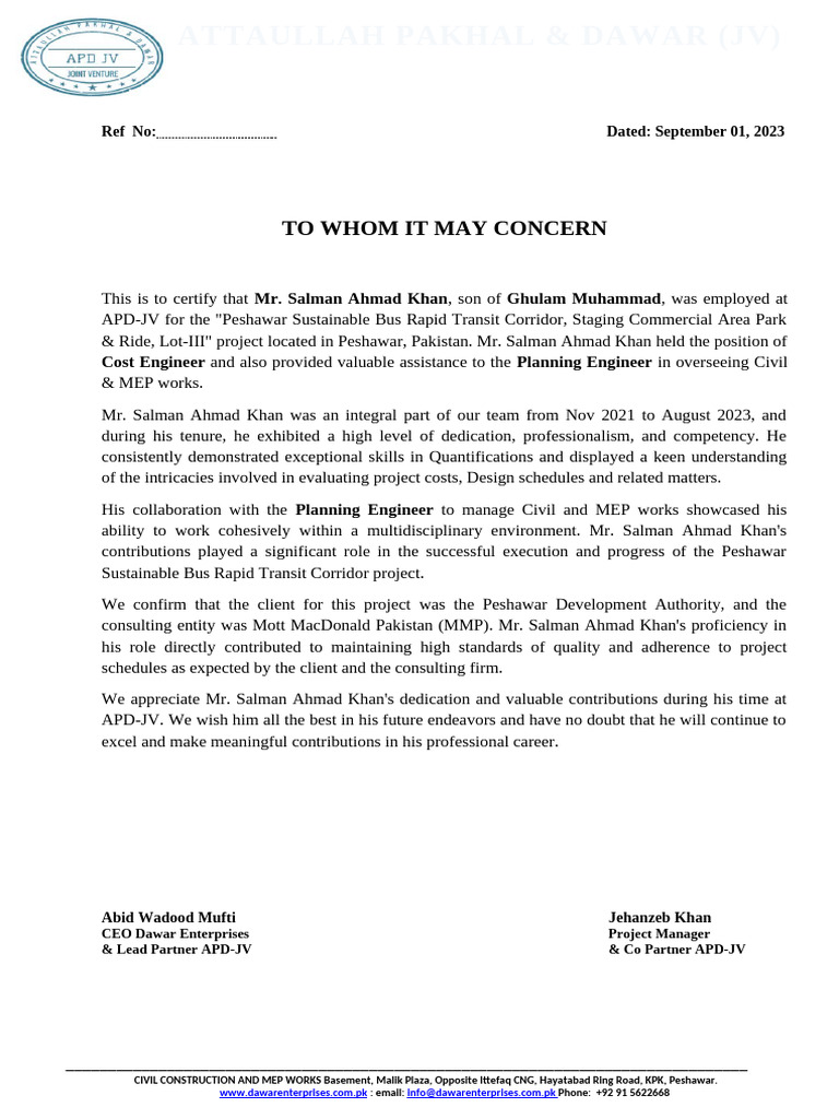 Certificate APD JV Salman | PDF