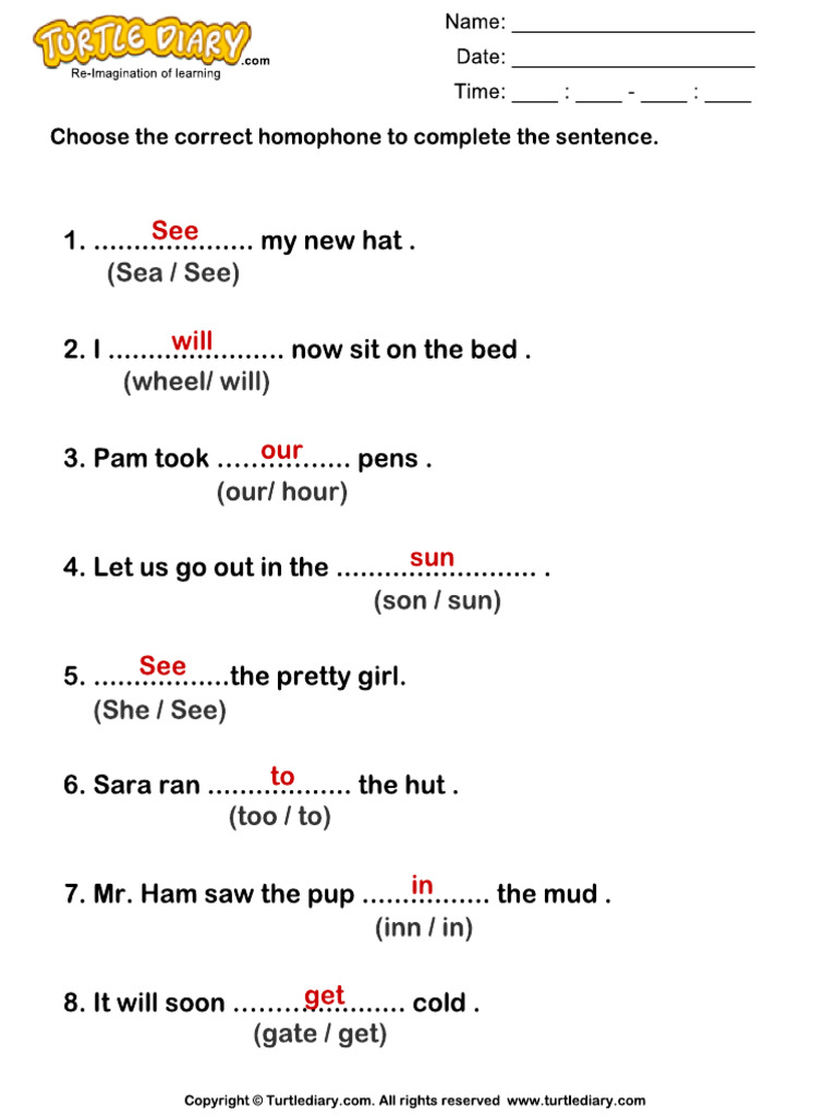 Answer Identify The Correct Homophone | PDF