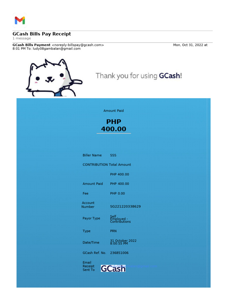Gmail - GCash Bills Pay Receipt | PDF