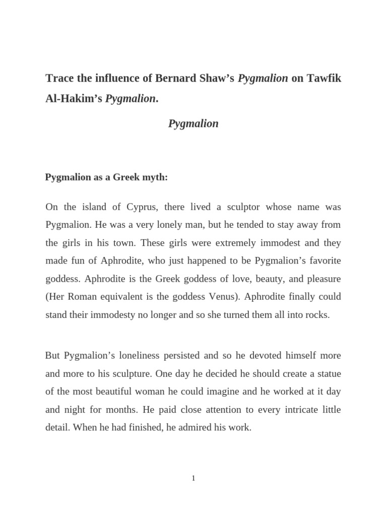 Pygmalion 1 | PDF | Pygmalion (Play)