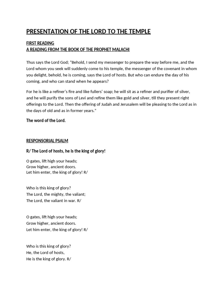 Presentation of The Lord To The Temple | PDF | Jesus | Glory (Religion)