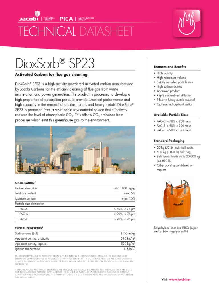 Jacobi TDS Dioxsorb SP23 Lett Eng A0312 | PDF | Incineration | Pollution