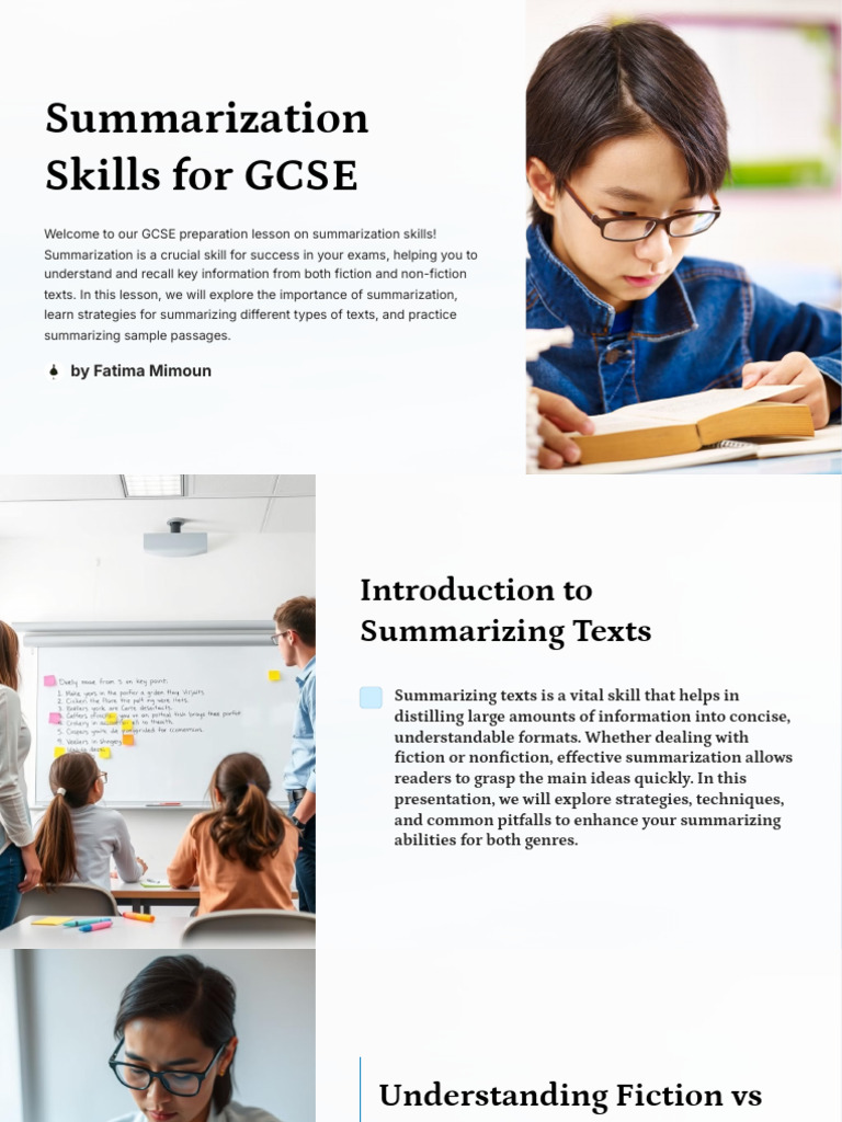 GCSE Summarization Skills Guide | PDF