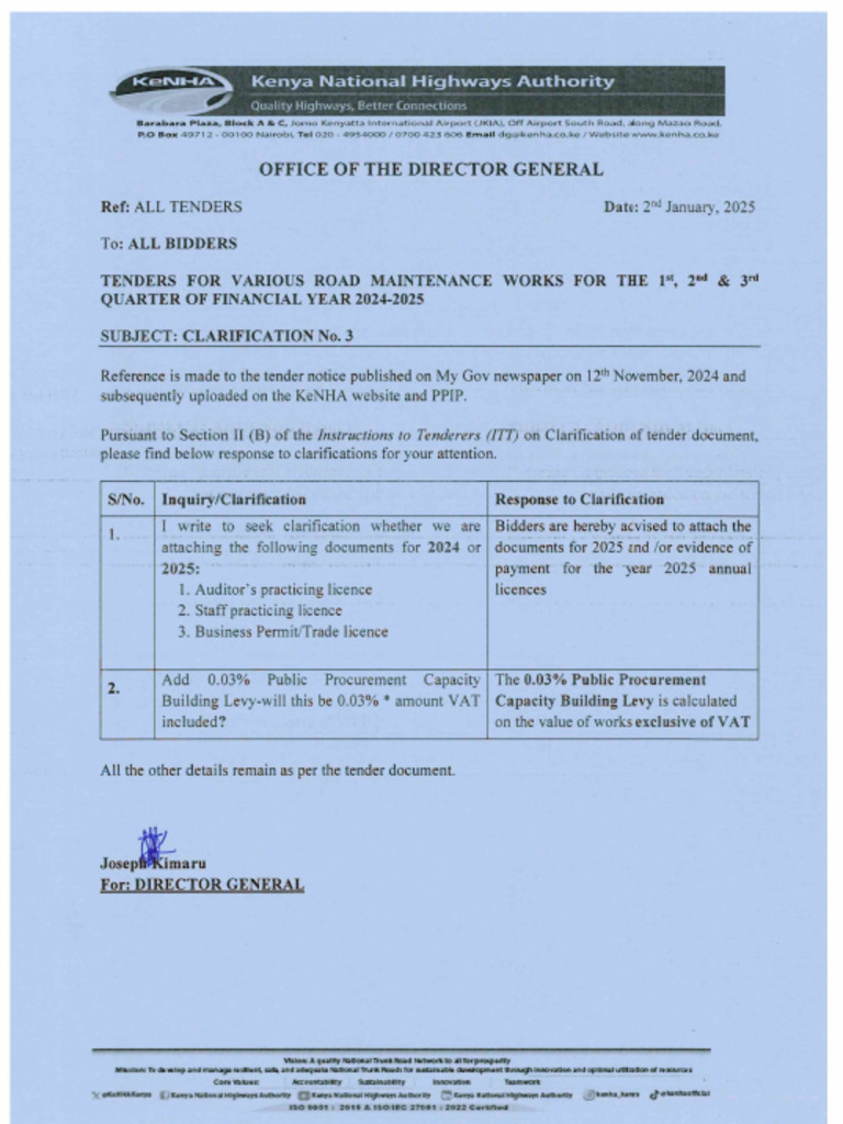 Clarification No. 3 All Tenders | PDF