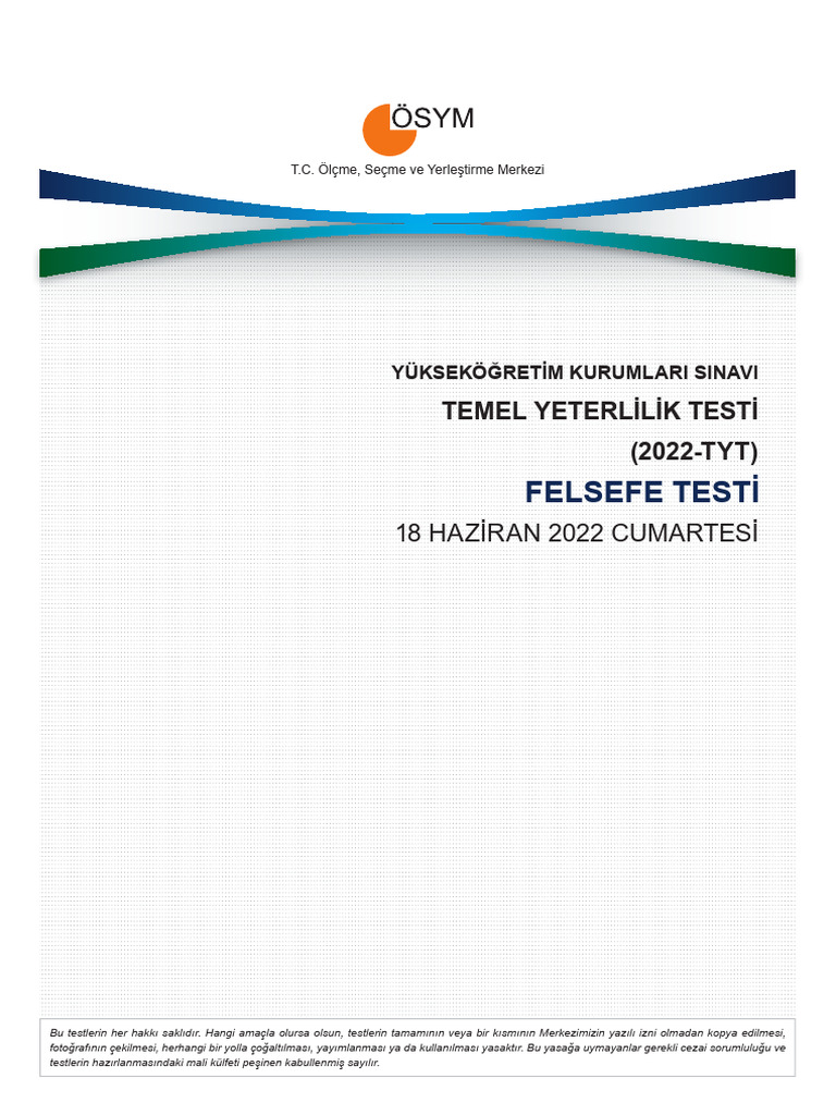 2022 Tyt Felsefe Cikmis Sorular | PDF