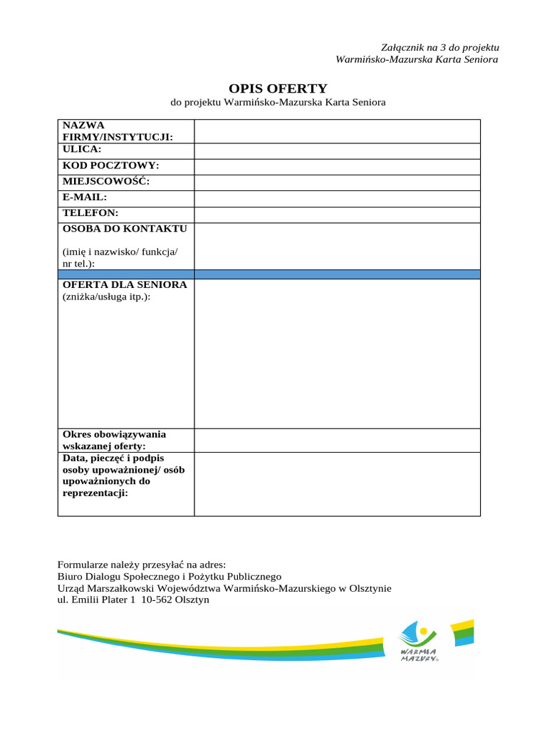 Formularz Opisu Oferty | PDF