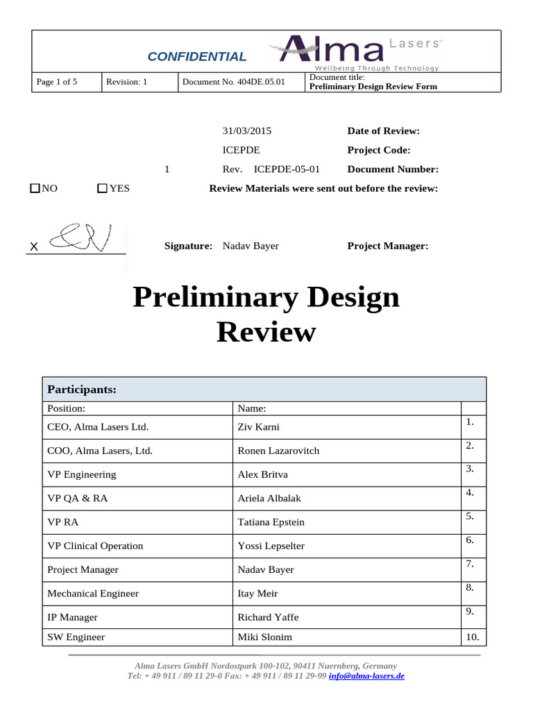 DMSEDIT - 15428 - ICEPDE-05-01 - Preliminary Design Review Form Rev. 1 - A1 | PDF | Business