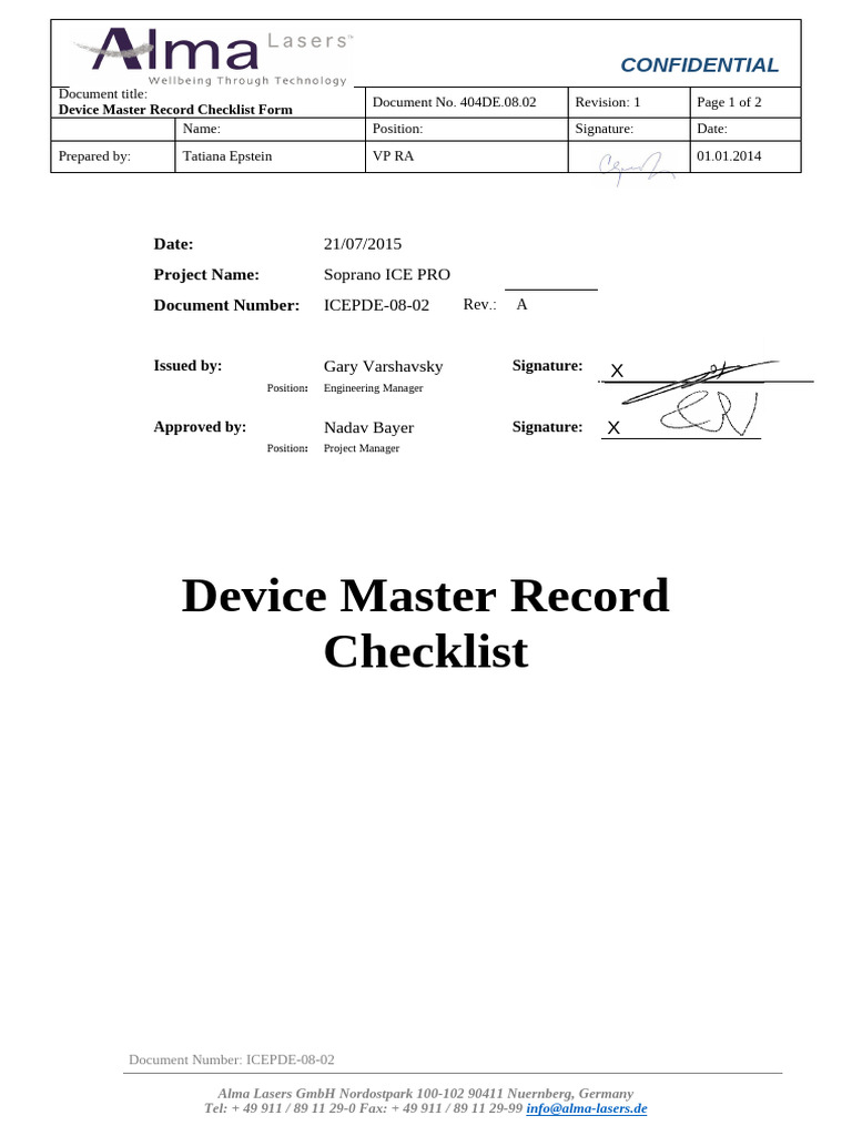 DMSEDIT - 15438 - ICEPDE-08-02 - Device Master Record Checklist Rev. A ...