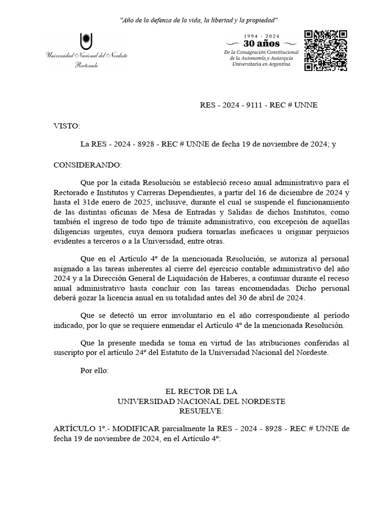 Res 2024 9111 R Unne | PDF | Gobierno