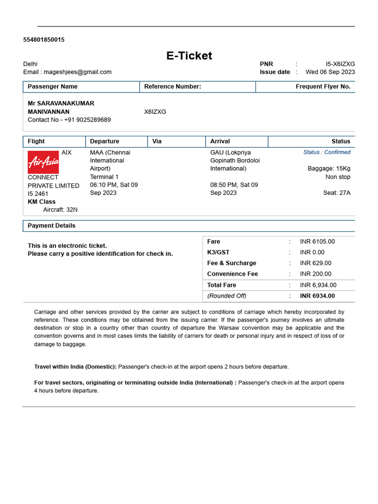 E Ticket | PDF | Airport | Transport