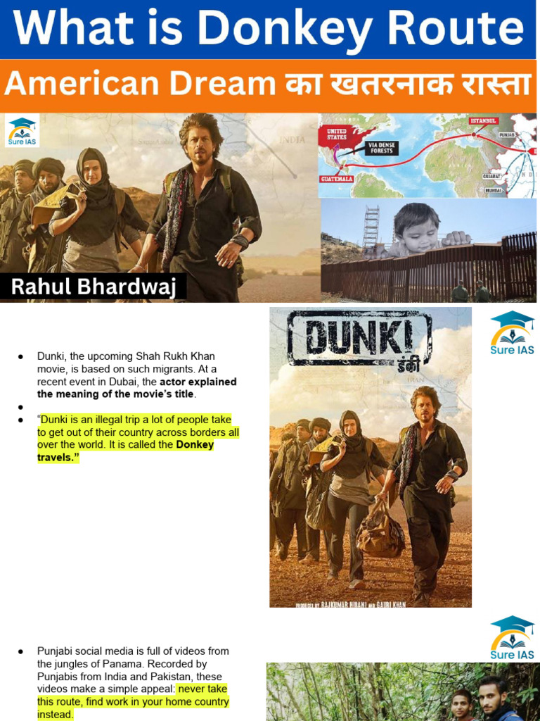Theme of SRK's Dunki, What Is The Donkey Route Viral Topics Upsc | PDF ...
