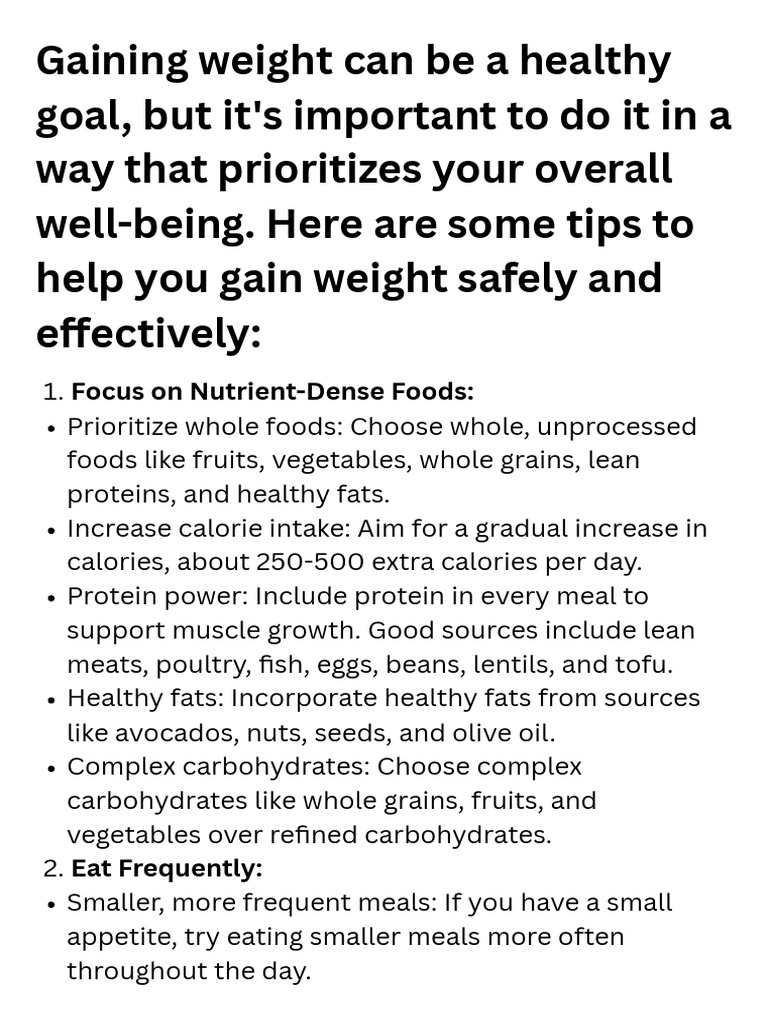 Safe Weight Gain Strategies | PDF