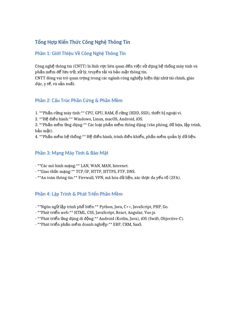 Tong Hop Kien Thuc CNTT | PDF