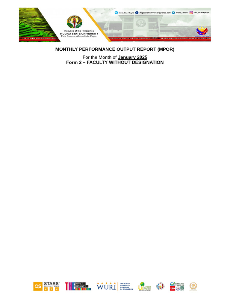Monthly Performance Output Report | PDF