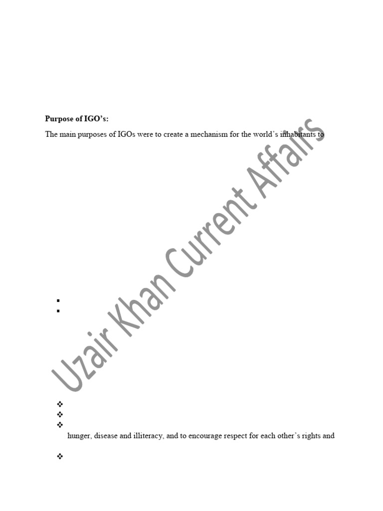 IGOs UN International Organizations (Incomplete File) | PDF | United ...