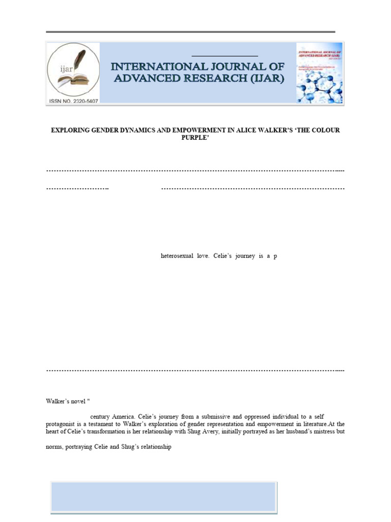 Exploring Gender Dynamics and Empowerment in Alice Walkers The Colour ...