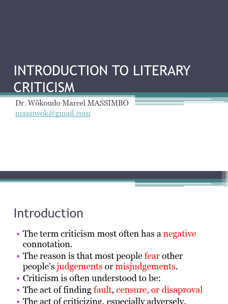 INTRODUCTION TO LITERARY CRITICISM | PDF | Marxism | Sigmund Freud