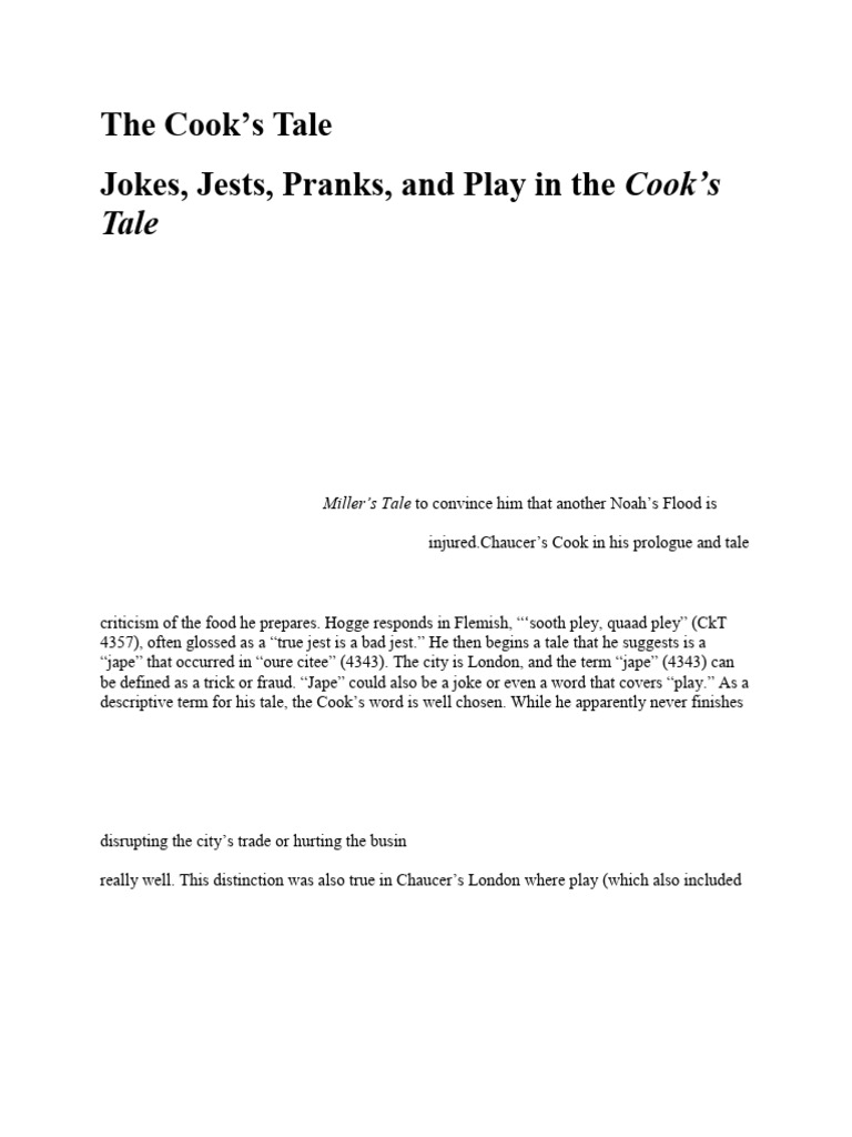 Jokes Jests Pranks and Play in The Cook's Tale | PDF | Jokes | Guild