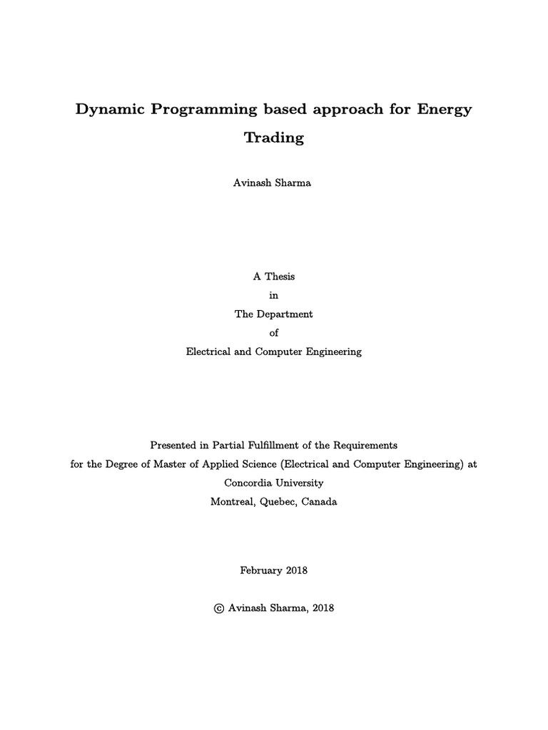 Dynamic Programming Based Approach For Energy Trading - Sharma - MASc - S2018 | PDF | Smart Grid ...
