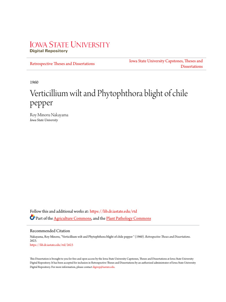 Verticillium wilt and Phytophthora blight of chile pepper | PDF ...