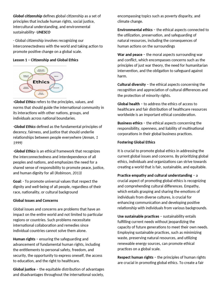 Global Citizenship Defines Global Citizenship As A Set of Principles That Include Human Rights ...