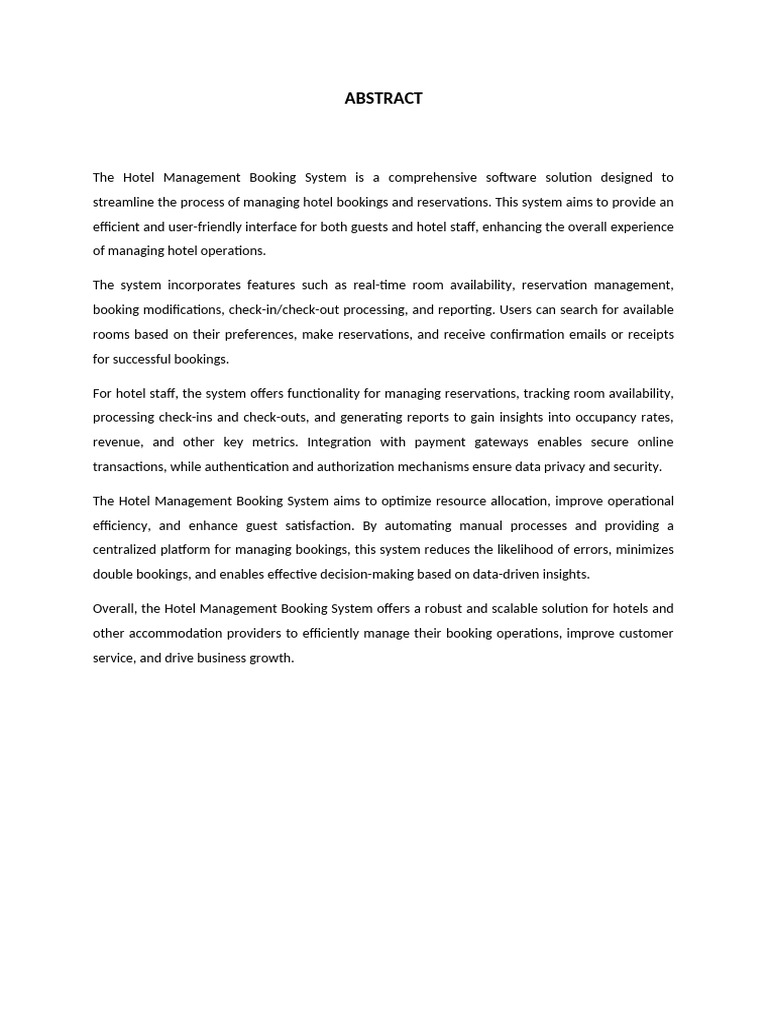 Hotel Management System | PDF | Information Technology Management | Computer Engineering