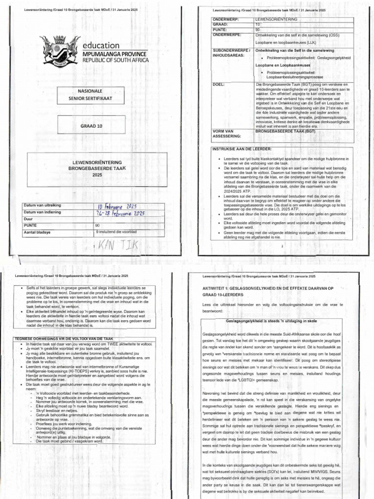 LO Taak Gr10 K1 | PDF