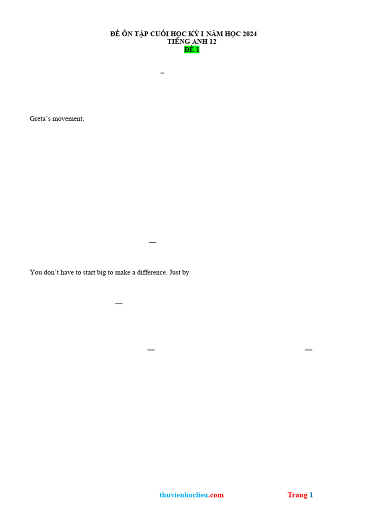 Thuvienhoclieu.com Bo 5 de on Tap Cuoi HK1 Anh 12 Global 24 25 (1) | PDF | Sleep Deprivation ...