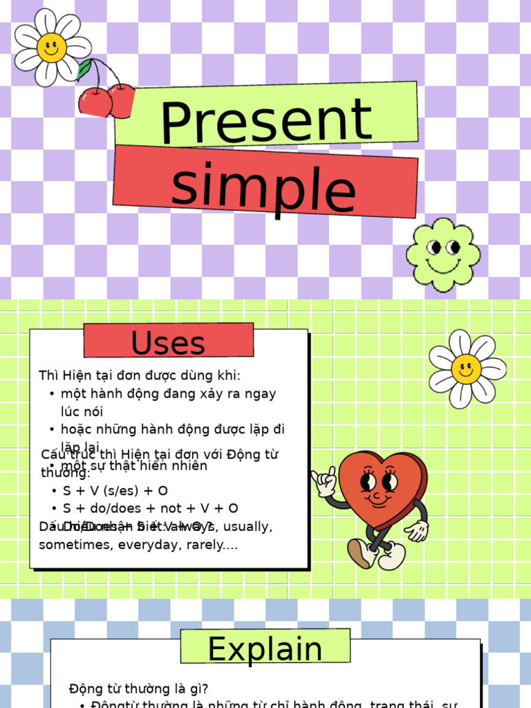 Simple Present Presentation in Colorful Groovy Retro Style | PDF | Linguistics | Grammar